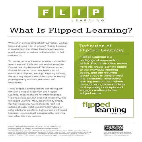 The Four Pillars of Flipped Learning F-L-I-P | PPTX