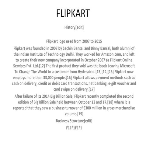 Flipkart presentation | PPT | Consumer Electronics | Technology & Computing