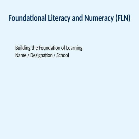 Foundational literacy and numeracy | PDF