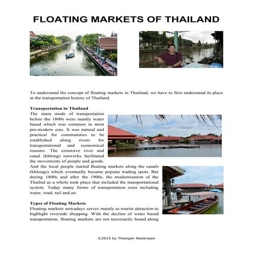 Floating Markets of Thailand | PDF