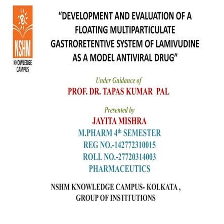Floating multiparticulate delivery system of lamivudine | PPTX