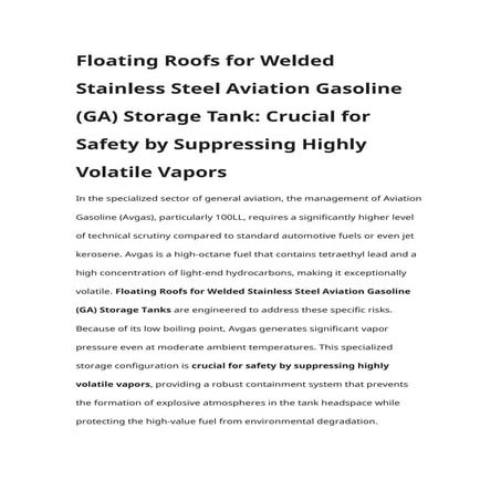 Internal Floating Roofs for Welded Steel Aviation Fuel Tank Ensures Dry ...