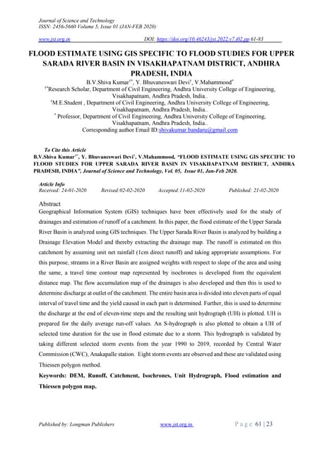 Hydrology (Estimation of peak flood discharge) | PPT | Geography | Science