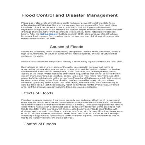 Flood control and disaster management | DOCX
