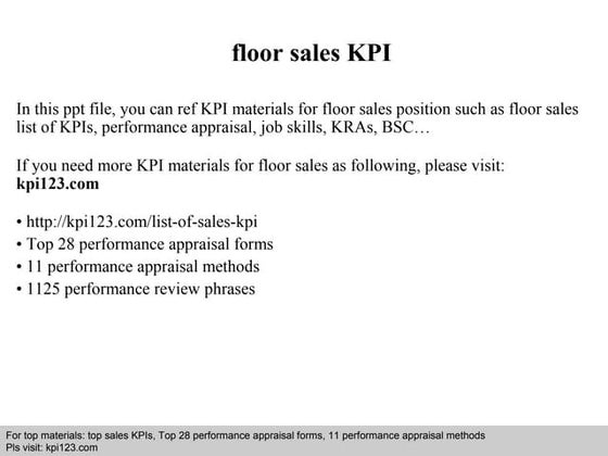 Sales floor associate kpi | PPT