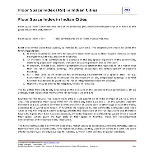 Floor space index fsi in indian cities | PDF