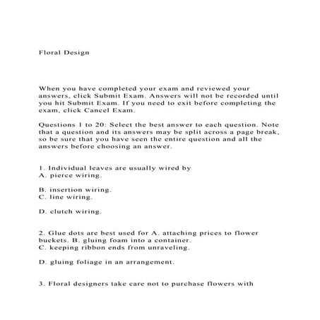 Floral DesignWhen you have completed your exam and rev.docx