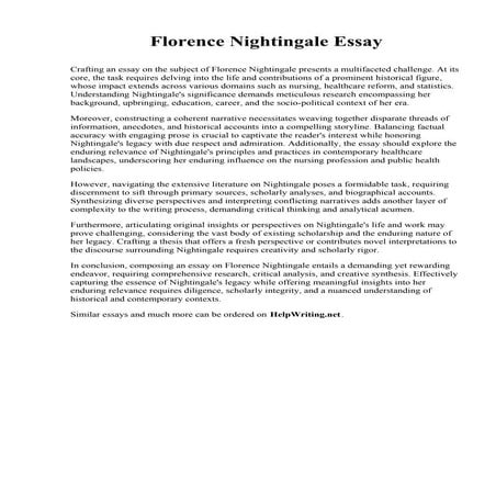 Eassys Sobre Florence Nightingale Florence Nightingale Geniuses