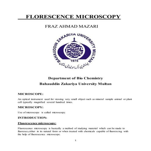 Fluorescence Microscopy | PPTX