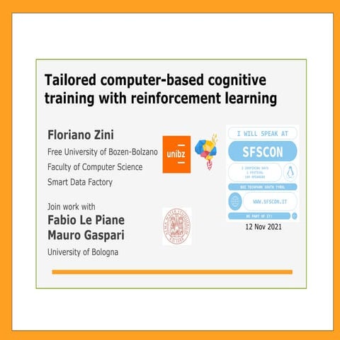 SFScon21 - Floriano Zini - Tailored computer-based cognitive training ...