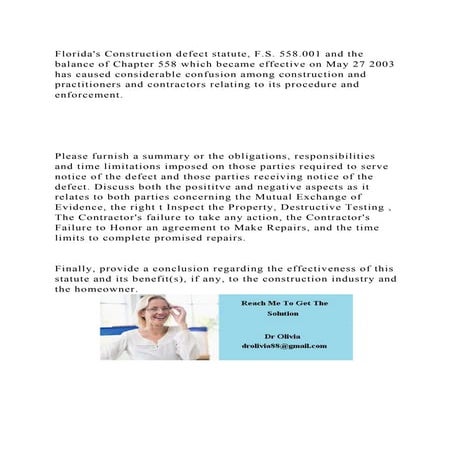 Floridas Construction defect statute, F.S. 558.001 and the balance .docx