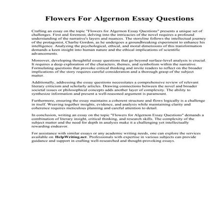 Flowers For Algernon Essay Questions.pdf