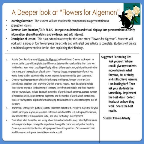 Flowers for algernon task card | PPT