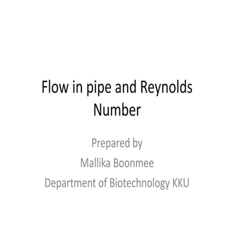 Reynolds Number And Experiment | PPT