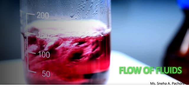 Fluid Dynamics (Continuity Equation - Bernoulli Equation - head loss - Application.....) | PPTX ...