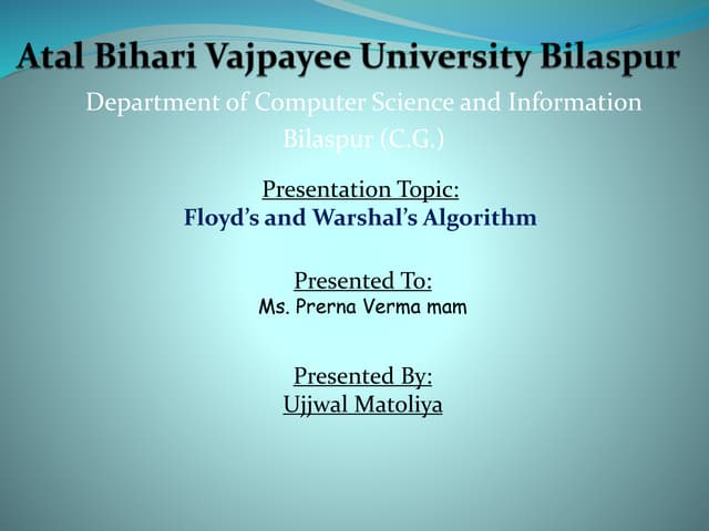 Find Transitive Closure Using Floyd-Warshall Algorithm | PPTX