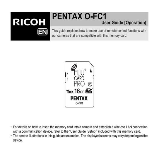flu card pro setup with Pentax camera instruction | PPT