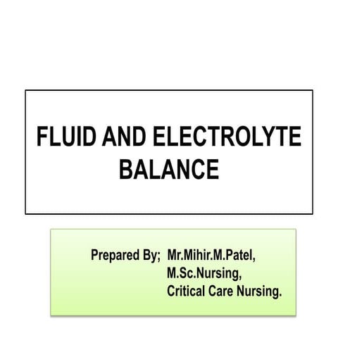 Fluid and electrolyte balance PPT | PPTX