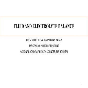 Fluid and electrolyte slideshare | PPTX