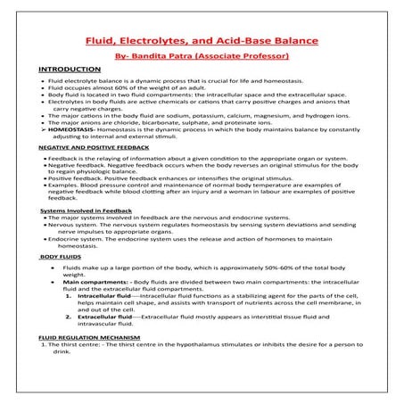 Fluid Electrolyte and Acid Base Balance | PDF | Endocrine and Metabolic ...