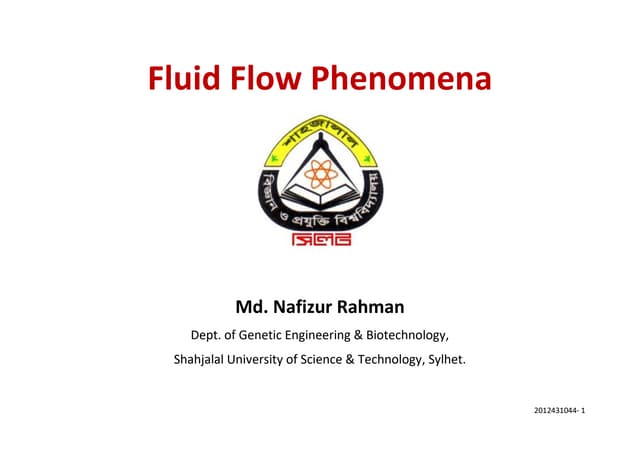 Dynamics of Fluid Flow | PPTX