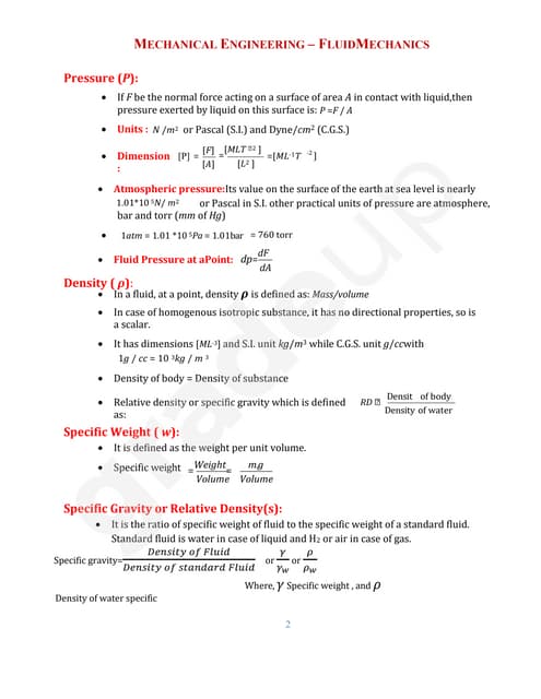 Fluid mechanics study guide (Cheat sheet) | PDF Fluid mechanics study guide (Cheat sheet) | PDF