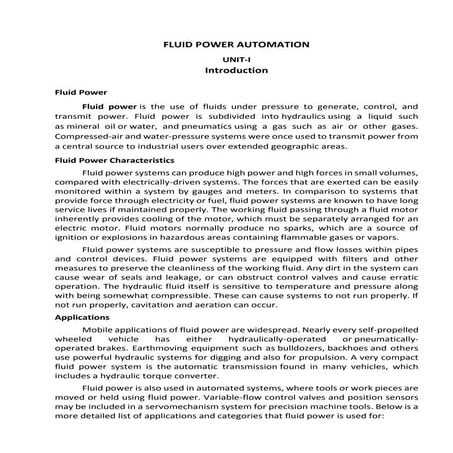 Fluid power automation unit 1 introduction | PDF