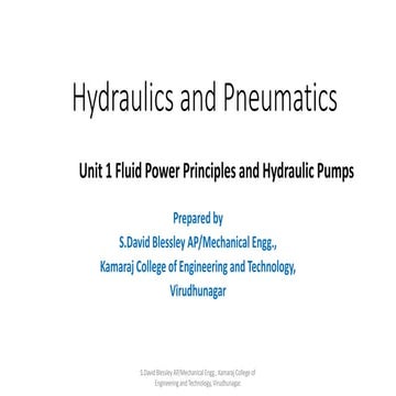 Fluid power principles and hydraulic pumps | PPTX
