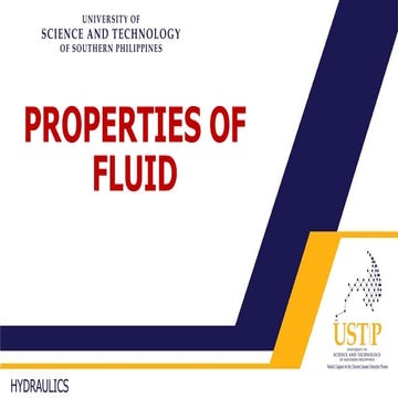 Hydraulics Lesson 1 The Fluid Properties | PPTX