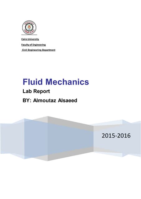 Fluid Mechanic Lab - Hydrostatic Pressure | PDF