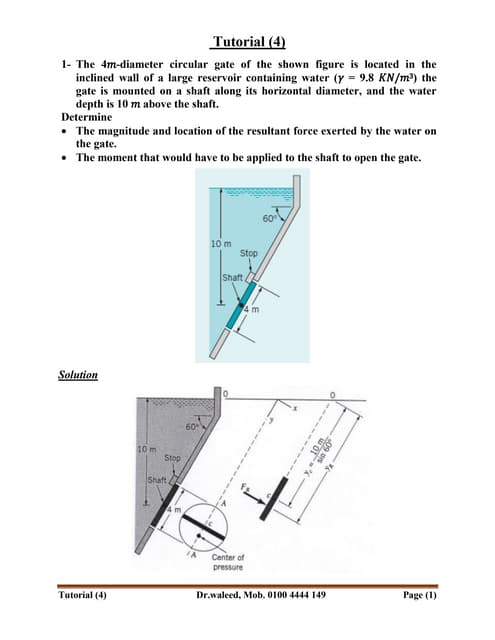 3_hydrostatic-force_tutorial-solution(1) | PDF