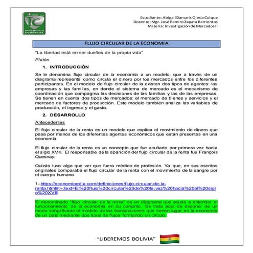 Flujo circular de la economía. | DOCX
