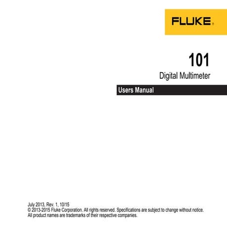 Fluke 101 Basic Digital Multimeter User Manual | PDF