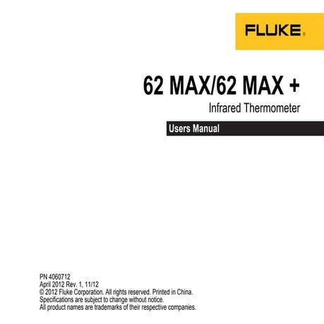 Fluke 62 MAX Plus IR Thermometer User Manual | PDF