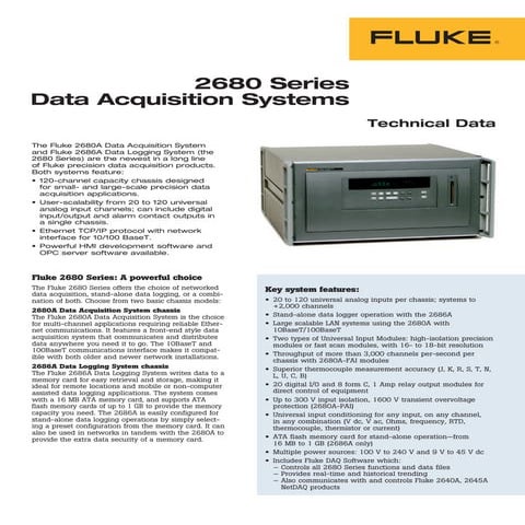 Datasheet Fluke Data Acquisition System. Hubungi PT. Siwali Swantika ...