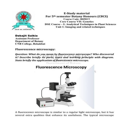 Fluorescence-microscope_Botany_detailed content | PDF