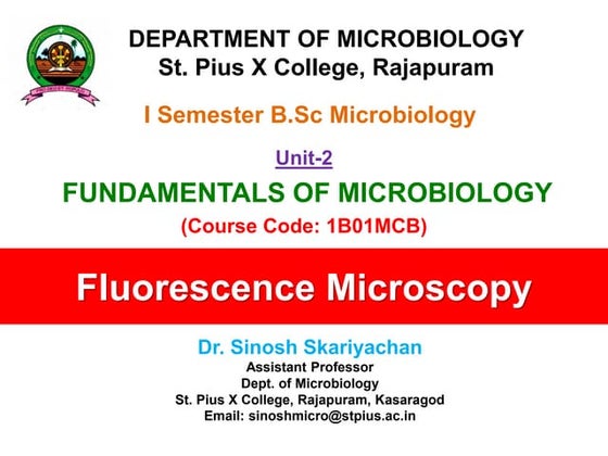 FLUORESCENCE MICROSCOPY .pptx | Chemistry | Science
