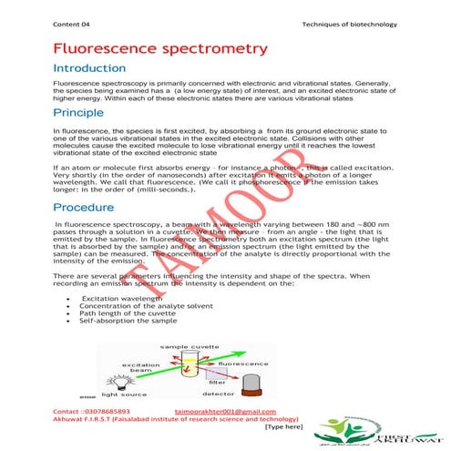 Fluorescence spectrometry | PDF | Chemistry | Science