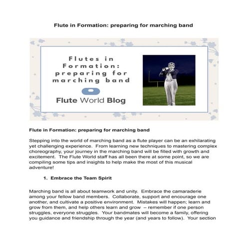 Flute in Formation: preparing for marching band | PDF