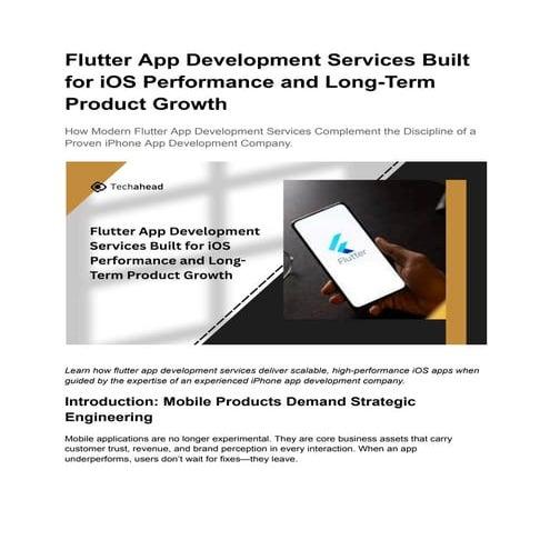 Flutter App Development Services Built for iOS Performance and Long ...