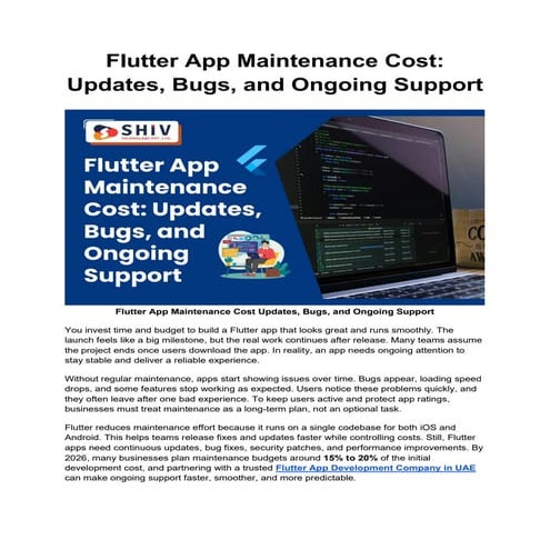 Cost of Flutter App Support: Fixes, Testing, Updates | PDF