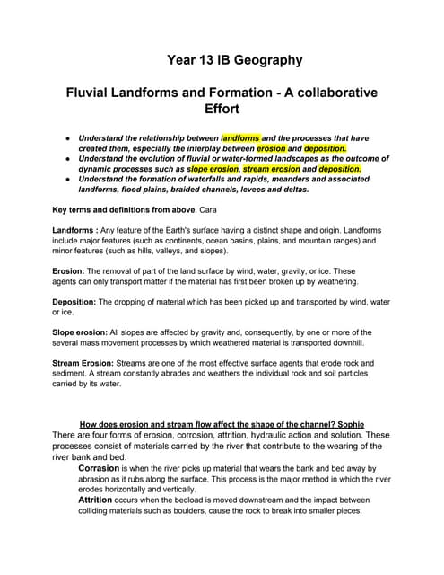 GEOGRAPHY YEAR 10: RIVER LANDFORMS | PPTX | Geography | Science