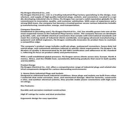 Nante’s Industrial Plug Factory: Pioneering Quality and Innovation | PDF