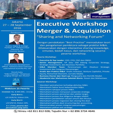 Executive Workshop Merger & Acquisition September 2016 | PDF