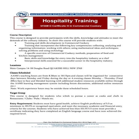 Australian Academy of Management & Science Flyer sit30813 certificate ...