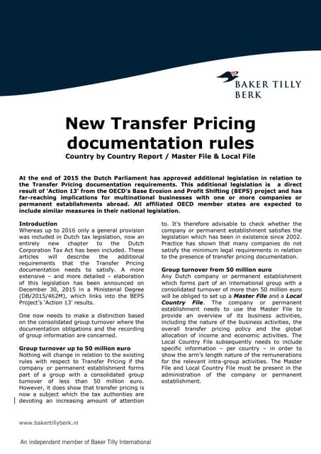 transfer pricing memo | DOCX