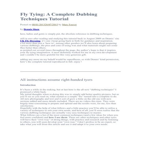 Fly tying a complete dubbing techniques tutorial | PDF