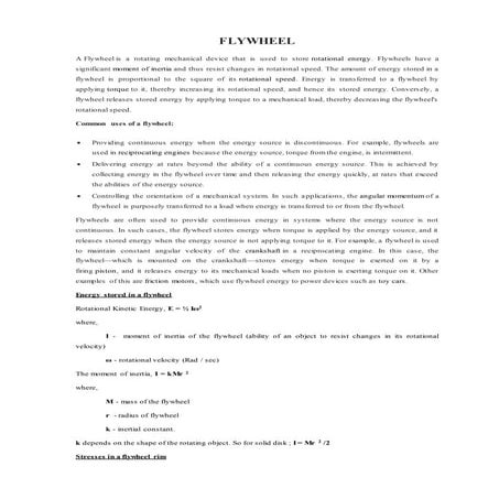 Flywheel | DOCX | Physics | Science