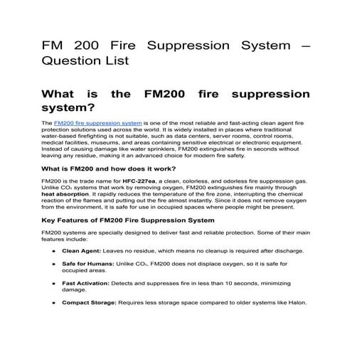 Fm 200 system - working and isolation method | PPTX