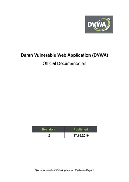 dvwa.pptx | Information and Network Security | Computing